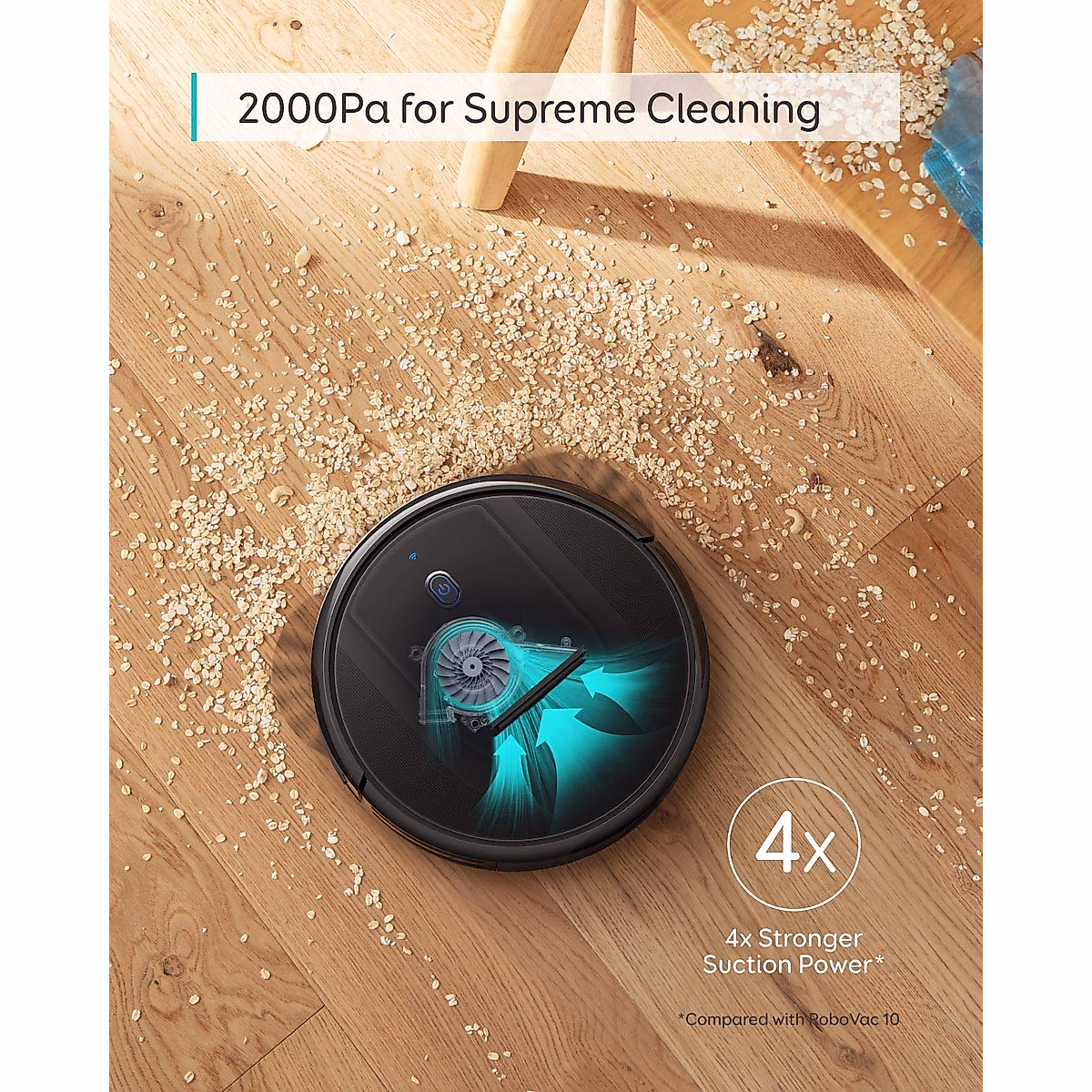 eufy by Anker, RoboVac G10 Hybrid, Robotic Vacuum Cleaner, Dynamic Navigation, 2-in-1 Sweep and mop, Wi-Fi, Super-Slim, 2000Pa Strong Suction, Quiet, Self-Charging, for Hard Floors Only