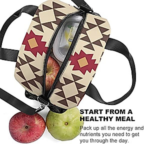 Tribal Southwestern Printed Lunch Box Tote Bag with Handles and Shoulder Strap for Men Women Work Picnic