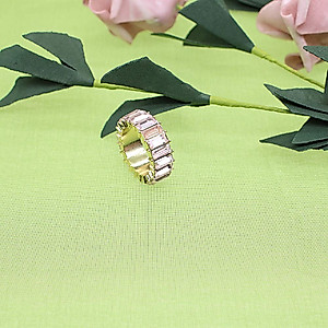 HSQYJ Rainbow Baguette Band Ring Eternity Band Cubic Zirconia Ring Gold Plated Fashion Luxury Jewelry Crystal Cocktail Rings for Women Gift
