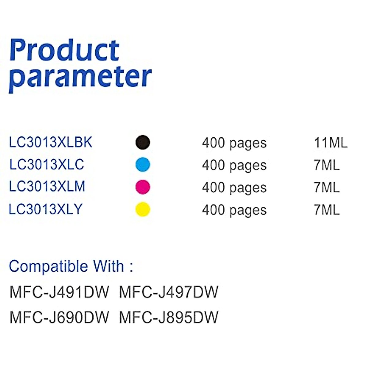 EASYPRINT (4-Set Combo) Compatible 3013xl Ink Cartridge Replacement for Brother LC3013 LC3013lx Used for MFC-J491DW MFC-J497DW MFC-J690DW MFC-J895DW, (4xBK, 4xC, 4xM, 4xY, Total 16-Pack)