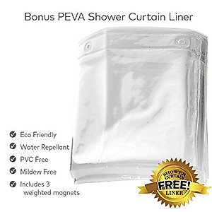 Waffle Fabric White Shower Curtain with Liner Set - Includes Free Clear Liner, Decorative Shower Curtain for Bathroom Set - Rustproof Metal Grommets Waterproof Hotel Quality 72" x 72" Heavy 290 GSM