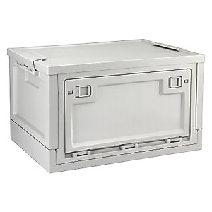 Dalanpa Foldable Storage Bin, Plastic Organizer Container, Heavy Duty Storage Box for Outdoor, Camping, Picnic, Indoor (30L, White-grey)