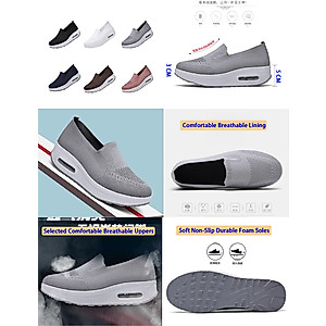 Keilinia Women's Air Cushion Orthotic Comfy Walking Shoes,Lightweight Breathe Mesh Slip-On Diabetic Casual Sneakers (9,Black)