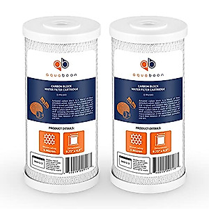 Aquaboon 2-Pack Universal Whole House 5 Micron 10 x 2.5 inch Cartridges Coconut Shell Water Filter Cartridge & Aquaboon 1-Pack of 5 Micron 10" Sediment Water Filter Replacement Cartridge