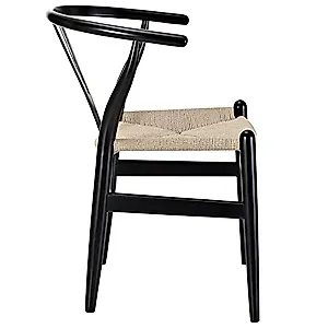 Hawthorne Collections 17" Mod-Century Modern Wood Dining Arm Chair in Black