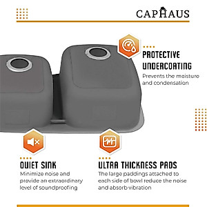 CAPHAUS Undermount Single or Double Bowl 16 Gauge Stainless Steel Kitchen Sink, Mutiple Choices for 30-inch, 31-inch, 32-inch, w/Drain Strainer and Bottom Grid