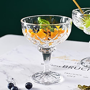 Dicunoy 6 Pack Glass Ice Cream Bowls, 8 OZ Footed Dessert Cups, Clear Crystal Mousse Dishes, Coupe Salad Bowls for Fruit, Sundae, Snack, Cocktail, Condiment, Trifle, Individual Serving