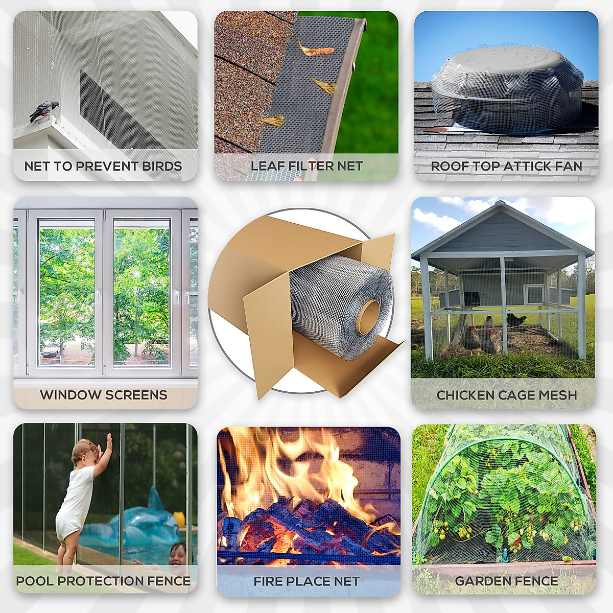 HOMLARK Wire Mesh Screen (50"x120")-Durable Stainless-Steel Mesh Screen -Easy to Cut & Install -Ideal for Windows, Effective Barrier Against Bugs,Mice & Birds (1, 50x120 Inches (Plain Weave, 30 Mesh))