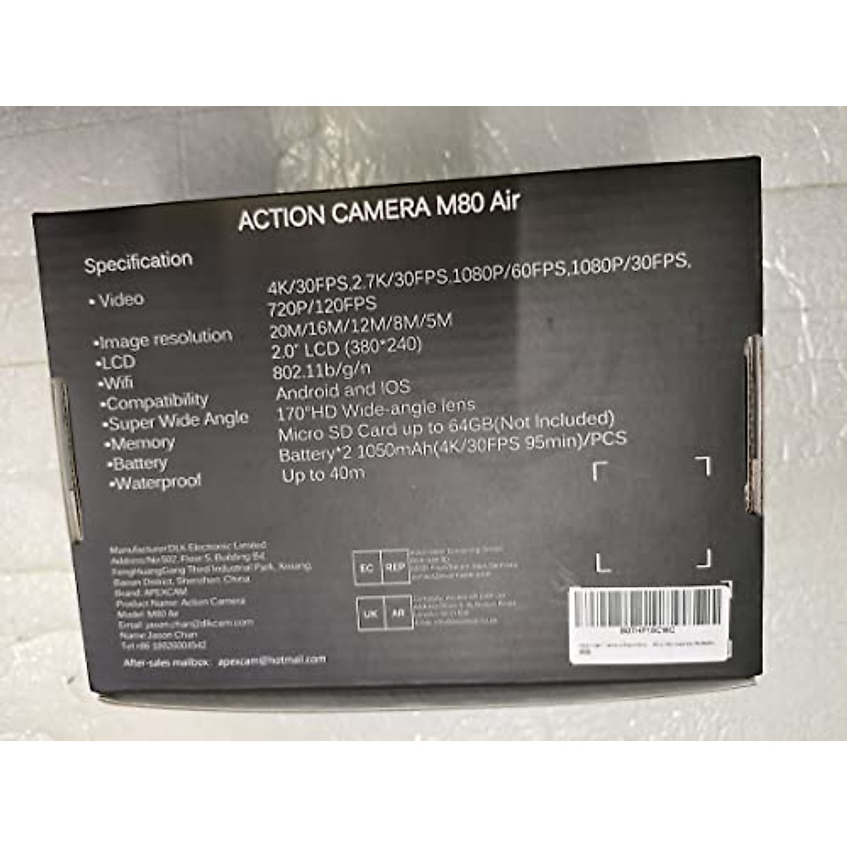 Apexcam Action Camera 4K Sports Camera 20MP 40M 170°Wide-Angle WiFi Waterproof Underwater Camera with 2.4G Remote Control 2 Batteries 2.0'' LCD Ultra HD Camera with Mounting Accessories Kit