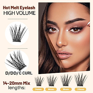 Vayator Mixed Size Kit with Applicator and Lash Bond & Seal 8-14mm/10-16mm/14-20mm Mix D Curl/DD Curl Makeup Cluster Grafting Eyelashes Individual Extension (C#8-10-12-14mm Mixed)