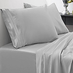 Full Size Sheet Sets - Breathable Luxury Sheets with Full Elastic & Secure Corner Straps Built In - 1800 Supreme Collection Extra Soft Deep Pocket Bedding, Sheet Set, EXTRA DEEP pocket - Full, Silver