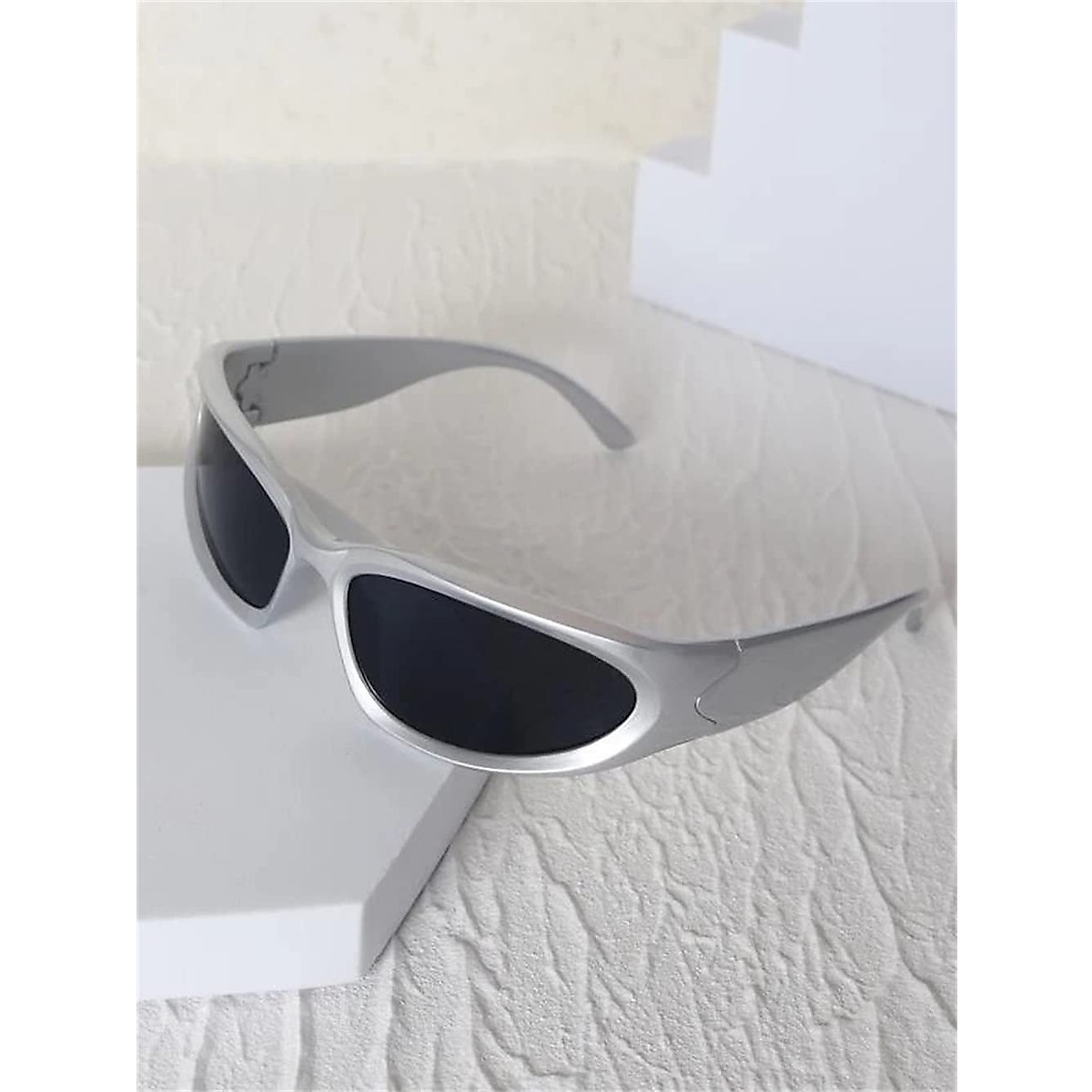 ADE WU Wrap Around Fashion Sunglasses for Women Men Trendy y2k Silver Sport Sun Glasses Goggles Futuristic Shades