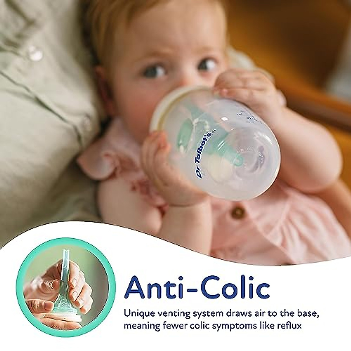Dr. Talbot's Anti-Colic Bottles with Soft Flex Pacifier - 9 oz - (4-Pack) Baby Bottles for Newborn Babies 0+ Months - Self Sterilizing Bottles with Slow Flow Soft Flex Nipple and Venting System