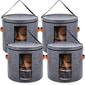 Suzile 4 Pack Oversized Hat Storage Box for Women Men 19" D x 17" H Large Hat Box Round Hat Organizer Box Hat Container Cowboy Hat Storage Box with Dustproof Lid for Storage Travel (Gray)