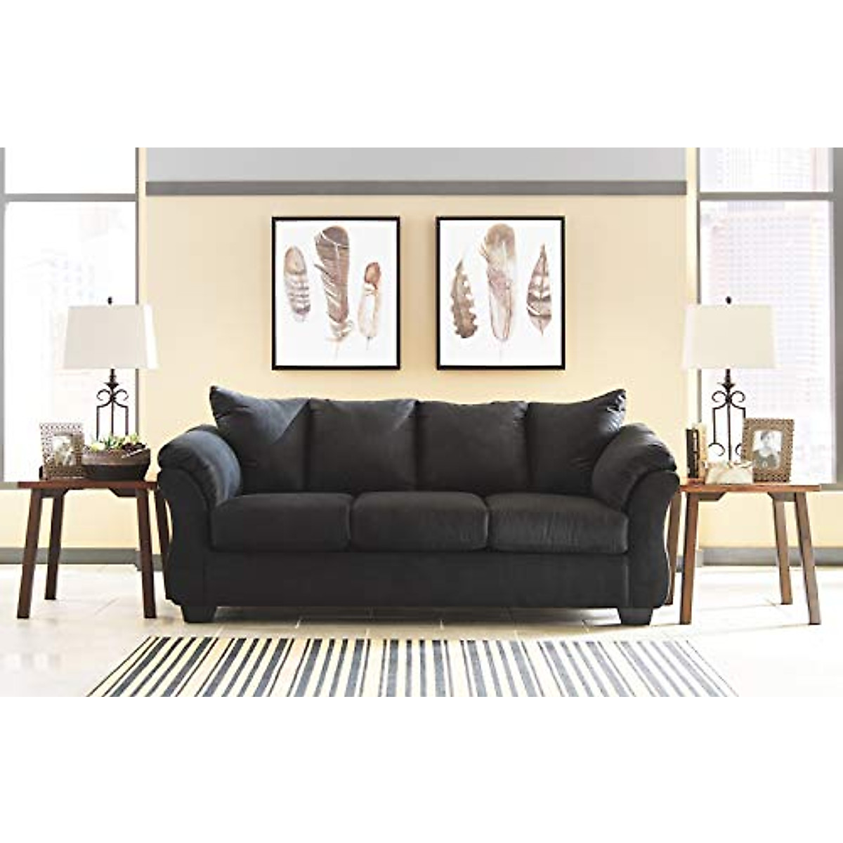 Signature Design by Ashley Darcy Casual Plush Full Sofa Sleeper with Memory Foam Mattress, Black