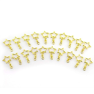 JCBIZ 20pcs Gold Star Design Spring Snap Keychain Clip Metal DIY Key Chains Accessories Creative Pentagram Hanging Buckle