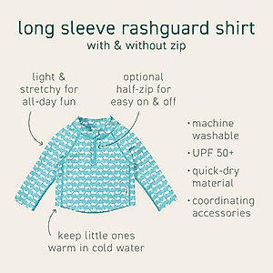 green sprouts unisex-baby Long Sleeve Rashguard | All-day UPF 50+ sun protection—wet or dry,White,12 months