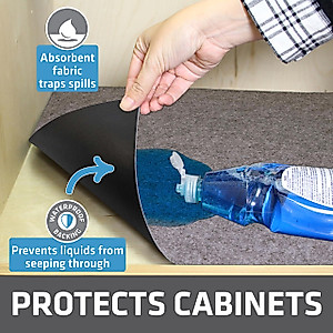 Drymate Premium XL Under Sink Mat, Waterproof Cabinet Protection Mats for Kitchen & Bathroom, Absorbent Shelf Liners, Slip-Resistant, Non-Adhesive, Machine Washable (USA Made)(24”x59”)(Light Grey)