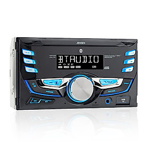 JENSEN MPR420 7 Character LCD Double DIN Car Stereo Receiver | Push to Talk Assistant | Bluetooth Hands Free Calling & Music Streaming | AM/FM Radio | USB Playback & Charging | Not a CD player