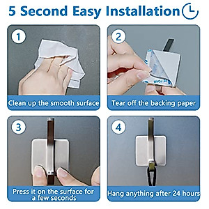 SJSJsuit Towel Hooks, Shower Door Wall Hooks for Hanging Loofah - Closet Coat Hook Towel Hanger Holder for Bathroom Wall Mounted - Command Stocking Strips Stick Hooks with 3 M Self Adhesive Heavy Duty