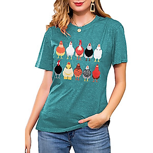Chicken Shirt for Women Farm Life T Shirt Funny Chicken Graphic Tee Shirts Casual Love Chickens Tops