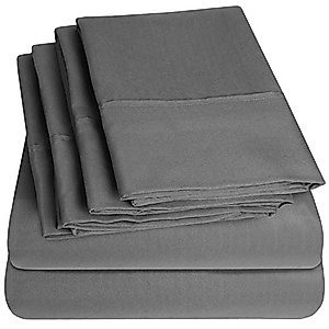Cal King Size Bed Sheets - 6 Piece 1500 Supreme Collection Fine Brushed Microfiber Deep Pocket California King Sheet Set Bedding - 2 Extra Pillow Cases, Great Value, California King, Gray