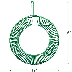 Gtongoko Peanut Wreath Bird Feeder 16 Inch, Rust & Waterproof, Solid Steel Durable Whole Peanut Wild Bird Feeder with Hanging Hook, Outdoor, Green