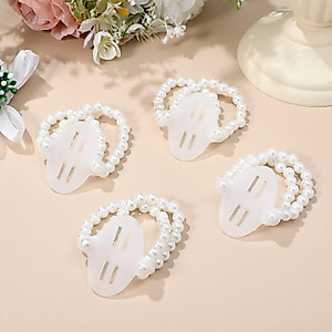 SEWACC Corsage Wristlet Bracelet 6Pcs Elastic Faux Pearl Wrist Bands Wedding Bridal Bridesmaid Wrist Corsage DIY Wrist Corsages Accessories for Wedding Festival Party