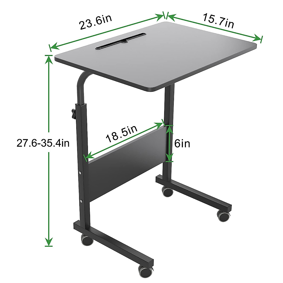 SogesHome 23.6'' Portable Computer Desk - Adjustable Standing Desk with Tablet Slot, Laptop Cart, and Mobile Bed Table, Black