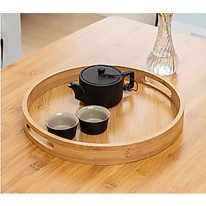 Bamboo, Coffee Table Tray, Great as Farmhouse Decor, Round Wooden, Serving Trays or Serving Platter, Wood Serving Tray, Bamboo Tray as a Decorative Tray, Works as Coffee Table Trays for Living Room