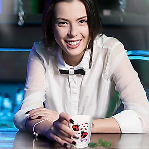 Personalized Custom Text Two Cute Ladybugs Ceramic Shot Glass Cup