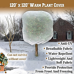 BenefitUSA Multi-Size Plant Covers Freeze Frost Protection,Warm Frost Cloth Plant Covers for Winter Frost Protection for Potted Plants Fruit Trees (120''x120'')