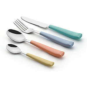 ANNOVA 24PCS Flatware Set Stainless Steel Silverware/Cutlery Set With Colored Handles Comfortable to Hold - Dinner Forks, Dinner Knives, Dinner Spoons, Dessert Spoons - (Mix Color)