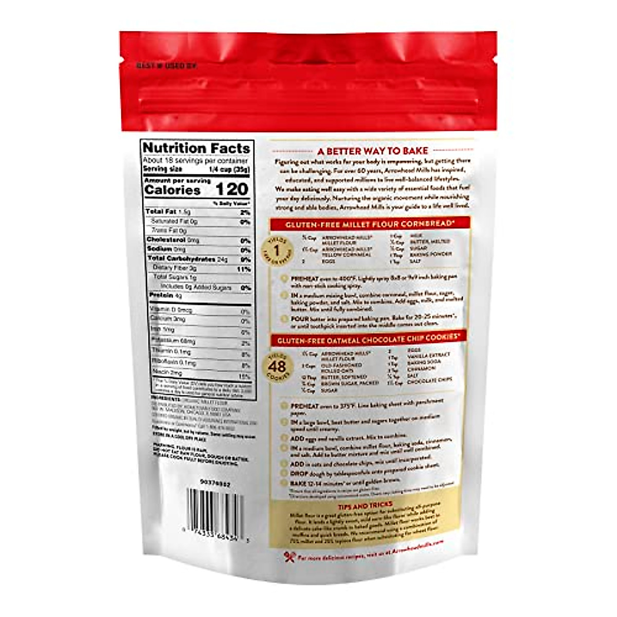 Arrowhead Mills Organic Millet Flour, Gluten Free, 23 oz