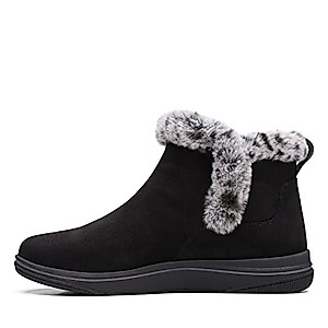 Clarks Women's Breeze Fur Ankle Boot, Black, 8