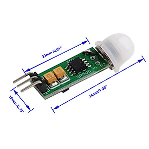 Stemedu HC-SR505 Mini Infrared PIR Motion Sensor, Micro IR Pyroelectric Human Movement Detector Sensors Module (Pack of 5)