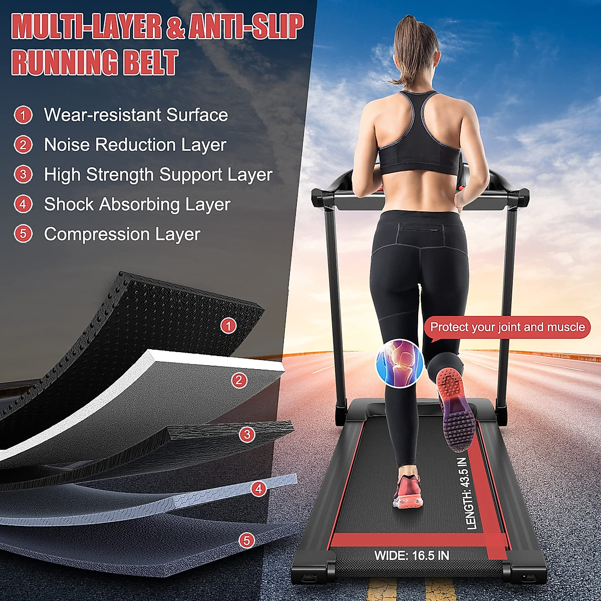 Goplus 2.25HP Folding Treadmill, Portable Electric Superfit Treadmill W/APP Control, 12 Preset Programs, Blue Tooth Speaker, LED Display, Walking Running Machine for Home Office