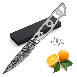 KATSURA Woodworking Project Kit – Paring Knife Blank – Blade Width 25mm – 3.75 Inch – Japanese Premium AUS 10V, 67 Layers Damascus Steel – Storm-V Series – NO LOGO