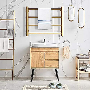 ILROOMH Towel Warmer, Wall Mounted Heated Towel Rack, Safety Waterproof Switch Home Bathroom 4 Bars SUS304 Stainless Steel Towel Warmers Brushed Gold,Hardwiring