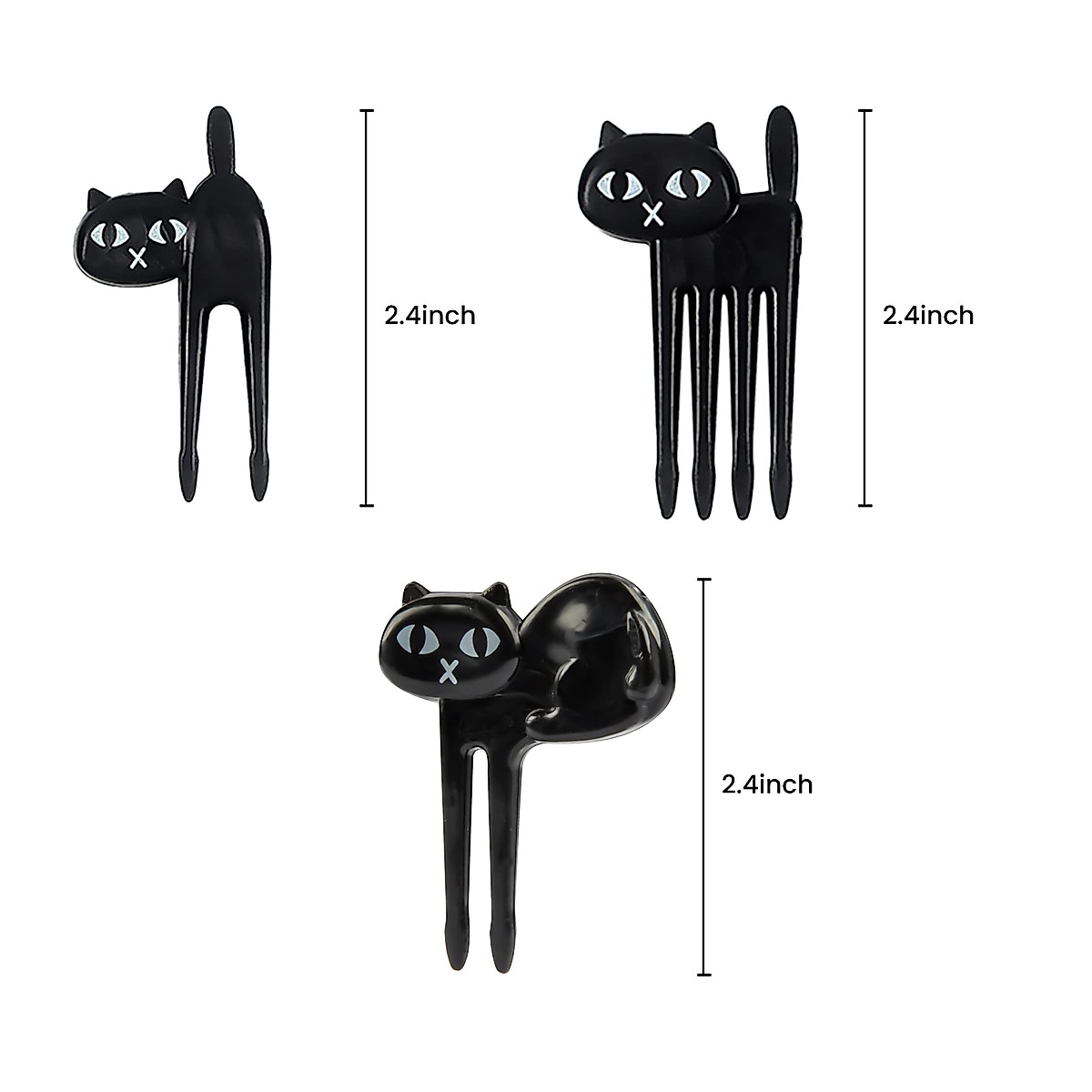 ICYANG Black Cat Food Picks for Fruit Cocktail Picks Bento Lunch Box Forks Decor Party Accessories Palillos Decorativos Comida Cute Animal Reusable Small 12 Pieces