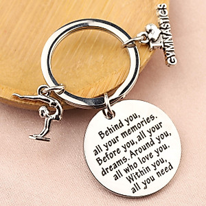 FEELMEM Future Gymnast Jewelry Behind You All Memories Before You All Your Dream Keychain Gymnastics Gift Gymnastic Teams Gymnastic Coaches Gift (Gymnastics Keychain)