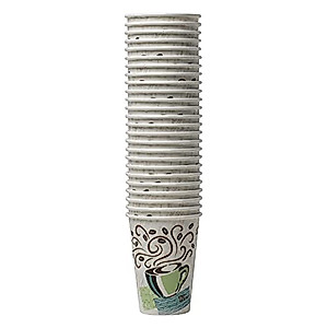 Dixie PerfecTouch WiseSize Coffee Design Insulated Paper Cup, 12oz Cups and Lids Bundle (12 oz, 100 Cups, 100 Lids)