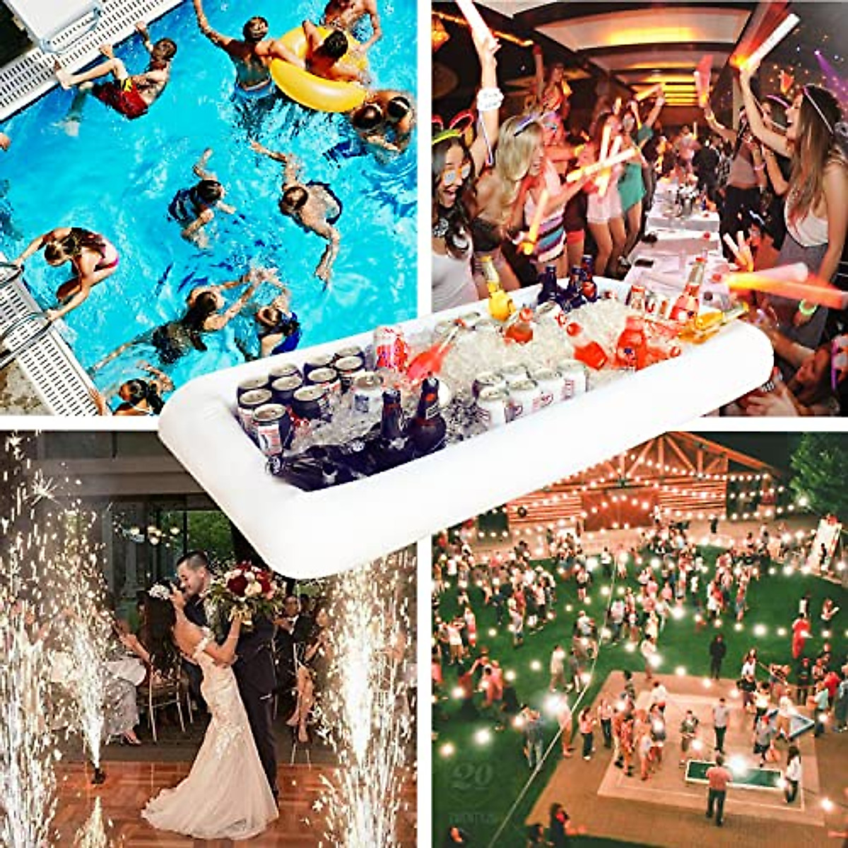 Novelty Place Inflatable Ice Serving Buffet Bar with Drain Plug - Salad Food & Drinks Tray for Party Picnic & Camping (Pack of 3)