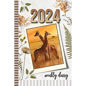 2024 Weekly Diary: 6x9 Dated Personal Organizer / Daily Scheduler With Checklist - To Do List - Note Section - Habit Tracker / Organizing Gift / Giraffe - Rustic Botanical Art Cover