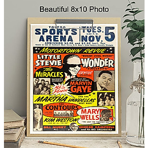 Motown Black Music - African American Wall Art - Black Art - Black Culture - Black History - Stevie Wonder, Marvin Gaye Concert Posters Wall Decor - Famous African American History - Afro Wall Art