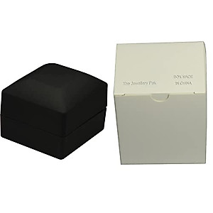 The Jewellery Pak LED Black Ring Box for Proposal, Wedding, Engagement, Valentine Day, Mother's Father's Christmas Luxury Jewelry Gift with Light Dimension 2.36(W)x2.56(D)x1.97(H) inch, Classical