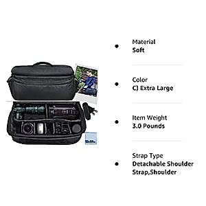 eCostConnection Extra Large Soft Padded Water Resistant Camcorder Equipment Gadget Bag/Case for Canon XA10, XA20, XA25, XH-G1s, XL2 and More Cameras Camcorders and DSLR