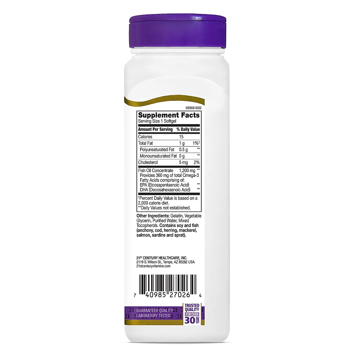 21st Century Maximum Strength Omega-3 Fish Oil 1200 Milligrams 90 Sgels