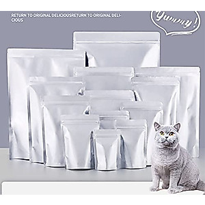 60 Mylar Bags for Food Storage with Oxygen Absorbers , 8 Mil 1Gallon 10.2"x13.8", 8.2"x12", 5.9"x8.5", 4.3"x6.3" Stand-Up Zipper Resealable Bags & Heat Sealable Food Storage Bags + Labels+hook up