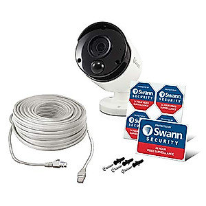 Swann Wired PIR Bullet Security Camera, 5MP Super HD Surveillance Cam with Infrared Night Vision, Thermal, Heat & Motion Sensing, Add to DVR with BNC, SWPRO-5MPMSB